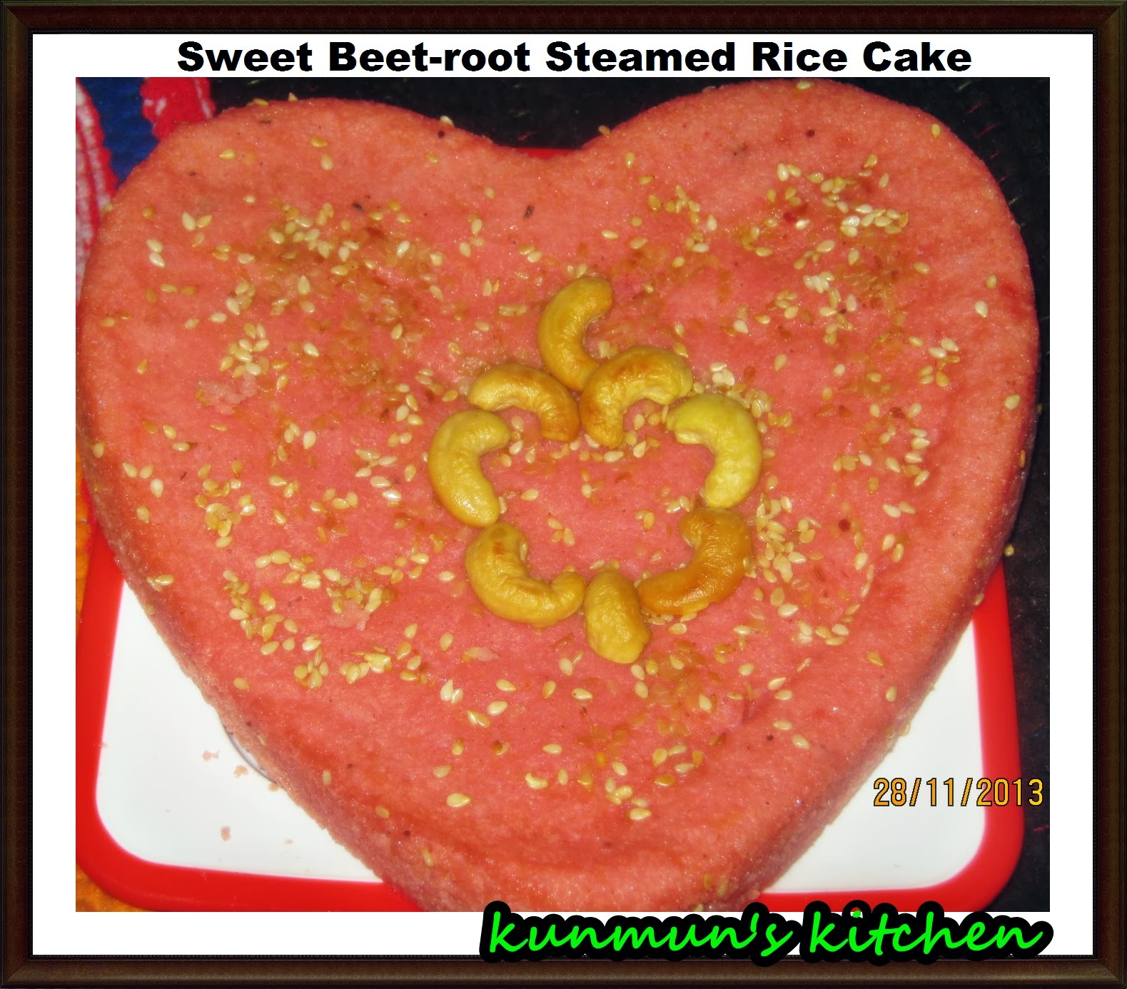 Kunmun's Delicious Kitchen: SWEET BEET-ROOT STEAMED RICE CAKE