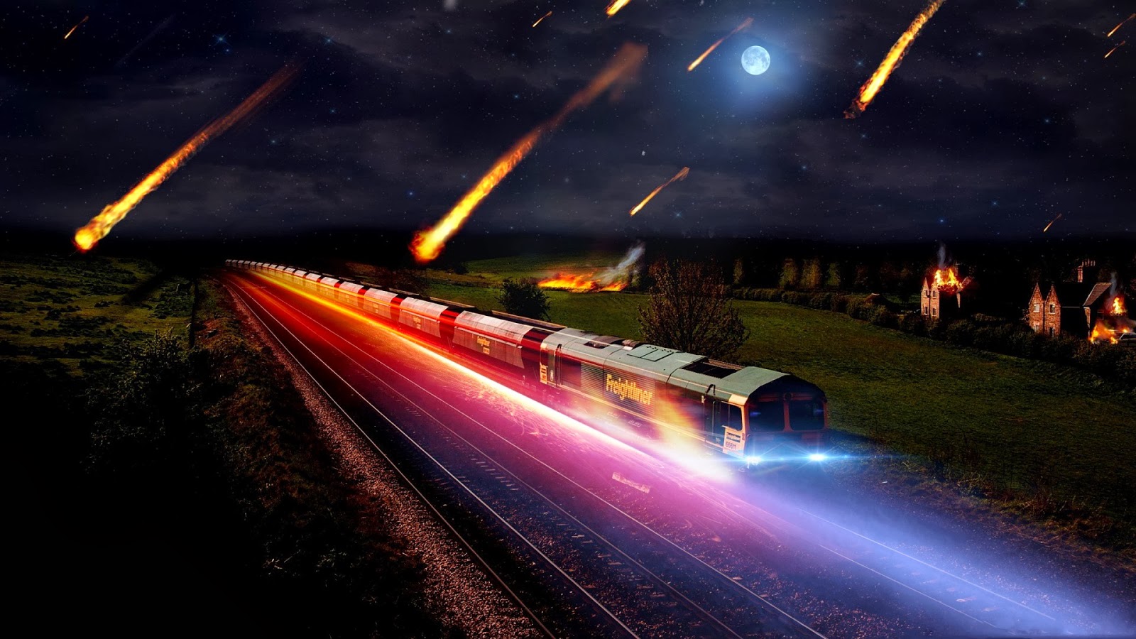 fondos hd: Fondo de Pantalla Animacion meteoritos de fuego