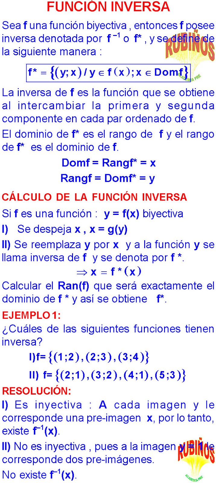 FUNCION INVERSA EJERCICIOS RESUELTOS PDF