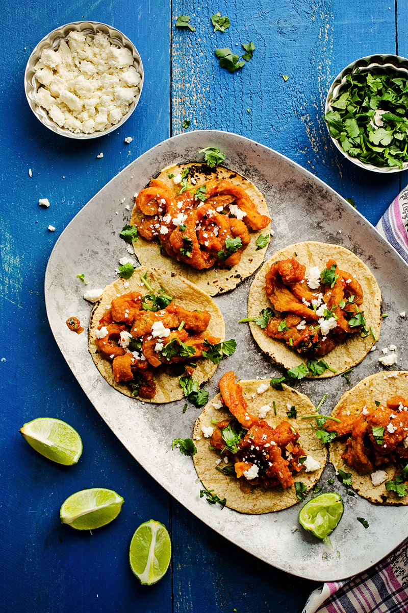 Chicharrones en Salsa Roja (pork rinds in red chili sauce)