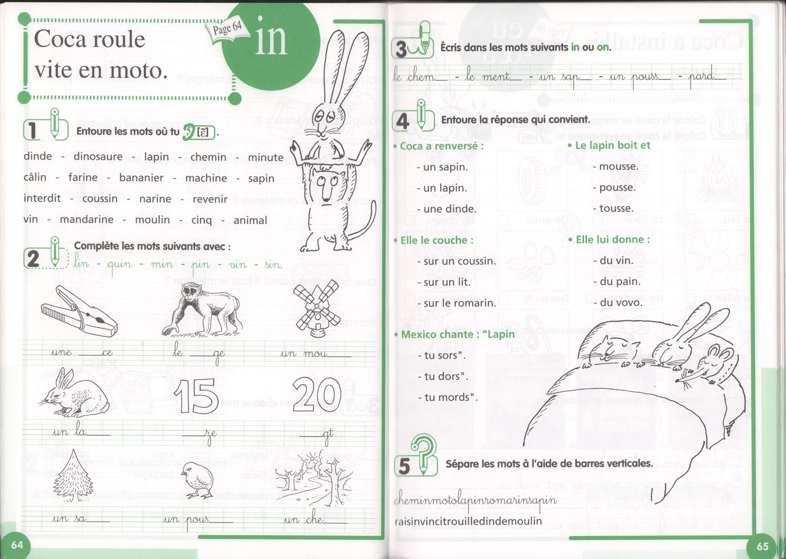 école : références: Lair, Turgis, Tillard, Dame Coca, Lecture CP, cahier d'exercices (1993)