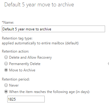 Configure In-Place Archive in Office 365