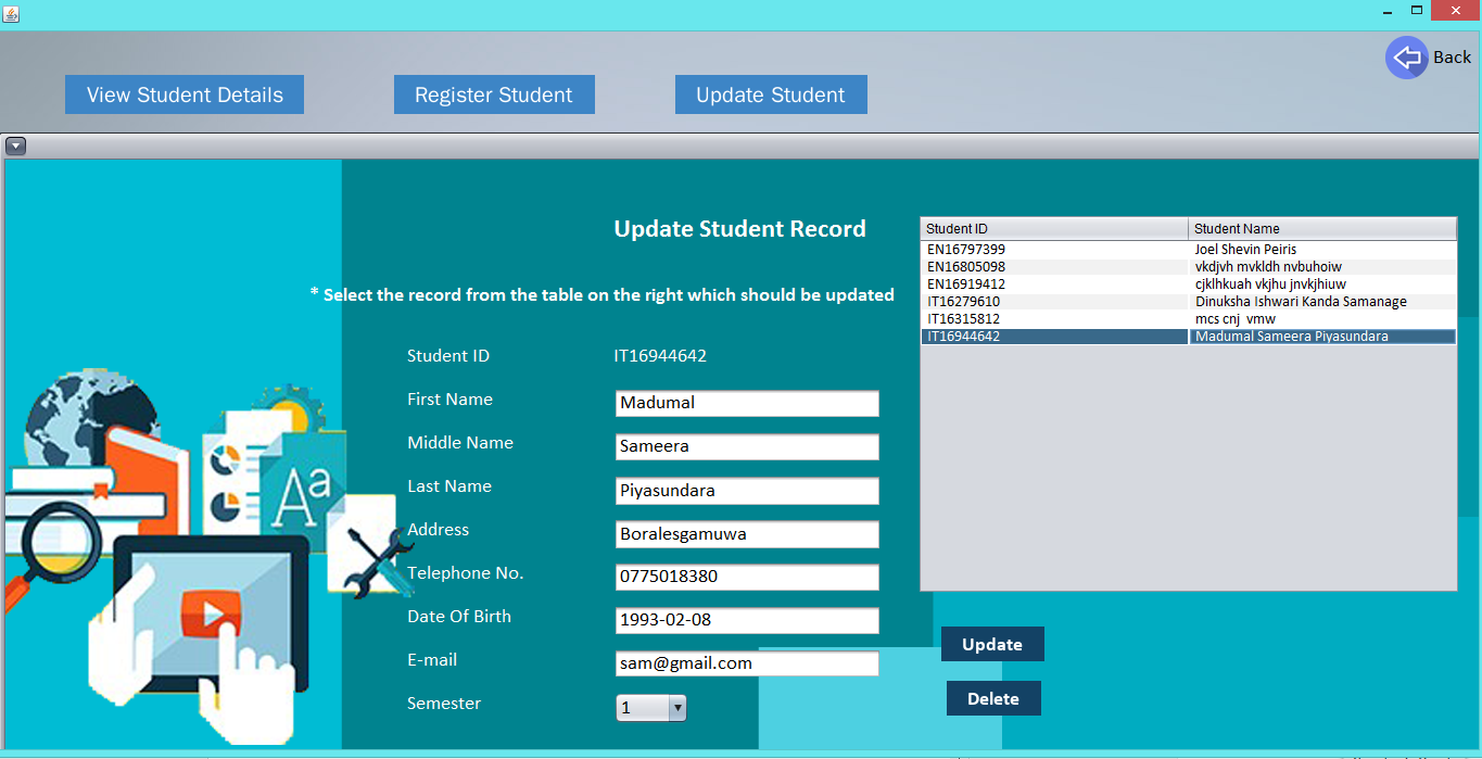 Student Information System - Java (SLIIT - ST2 PROJECT)