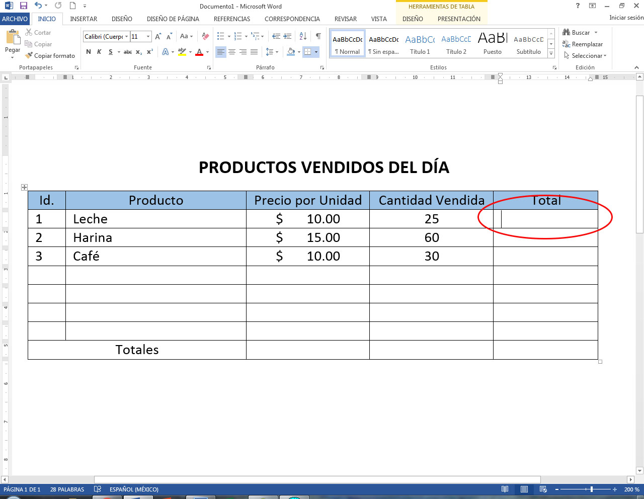Formulas en Word