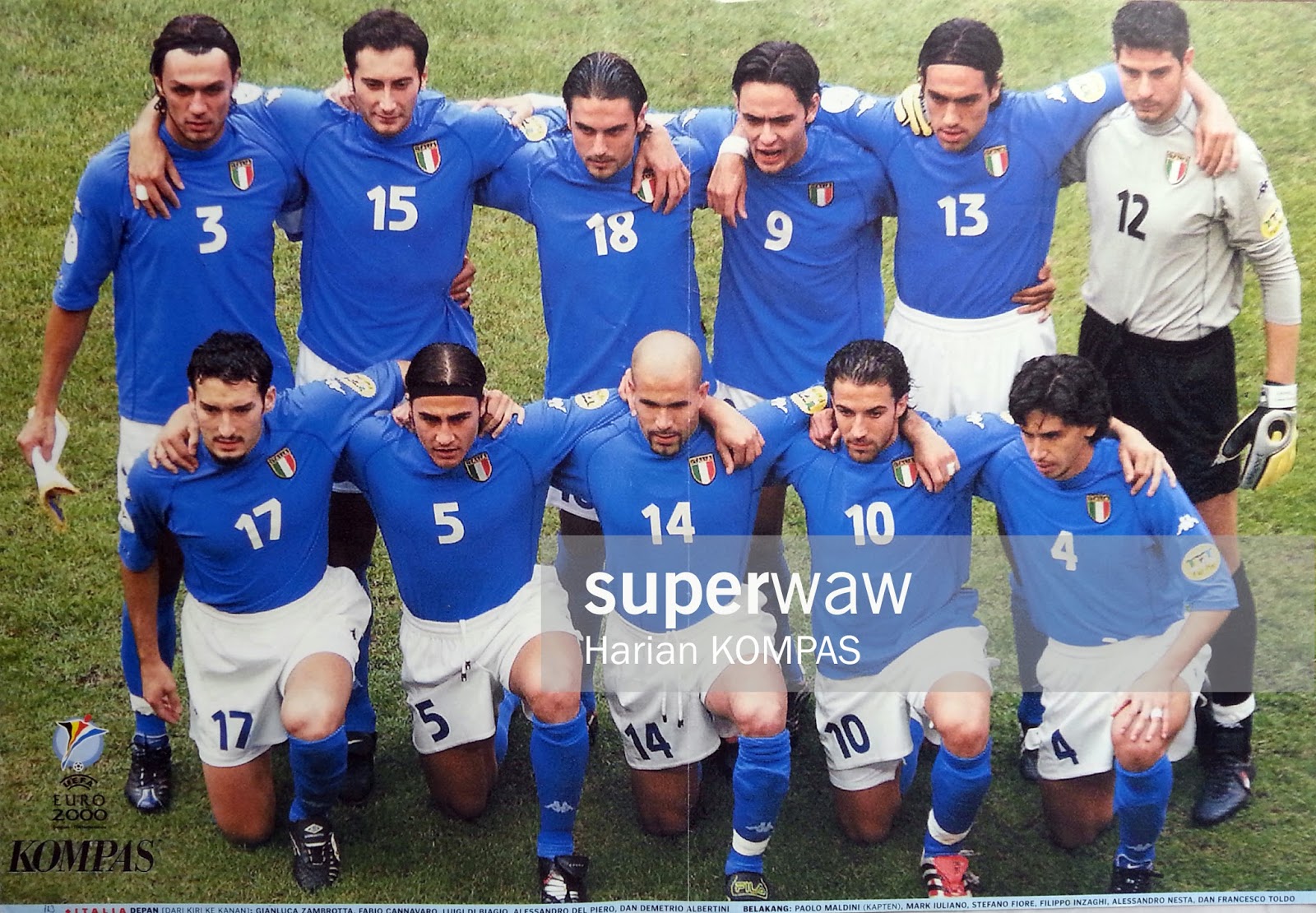 POSTER TIMNAS ITALIA EURO 2000