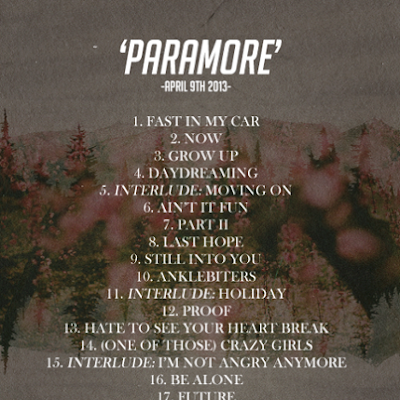 The Parafamily Website: Paramore 4th Album Track List