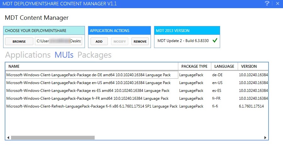 Powershell tool to manage MDT Applications, MUI and packages | Syst & Deploy