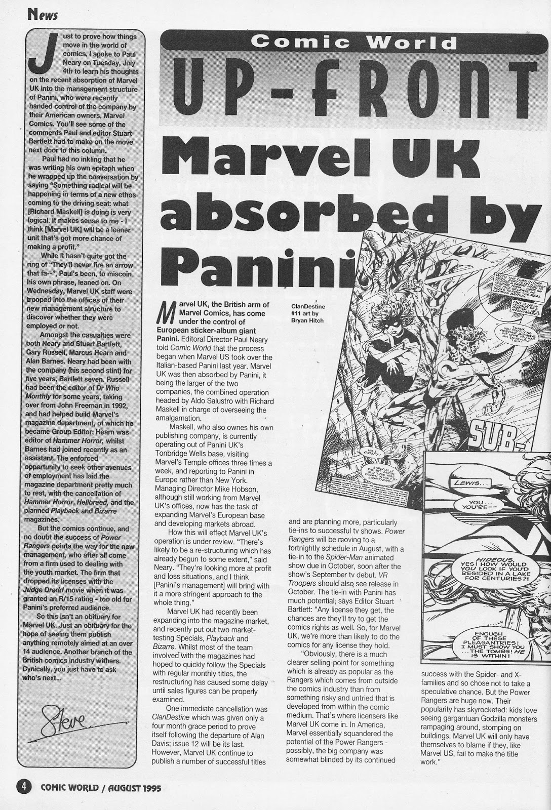 STARLOGGED - GEEK MEDIA AGAIN: 1995: COMIC WORLD REPORTS THE PANINI ...
