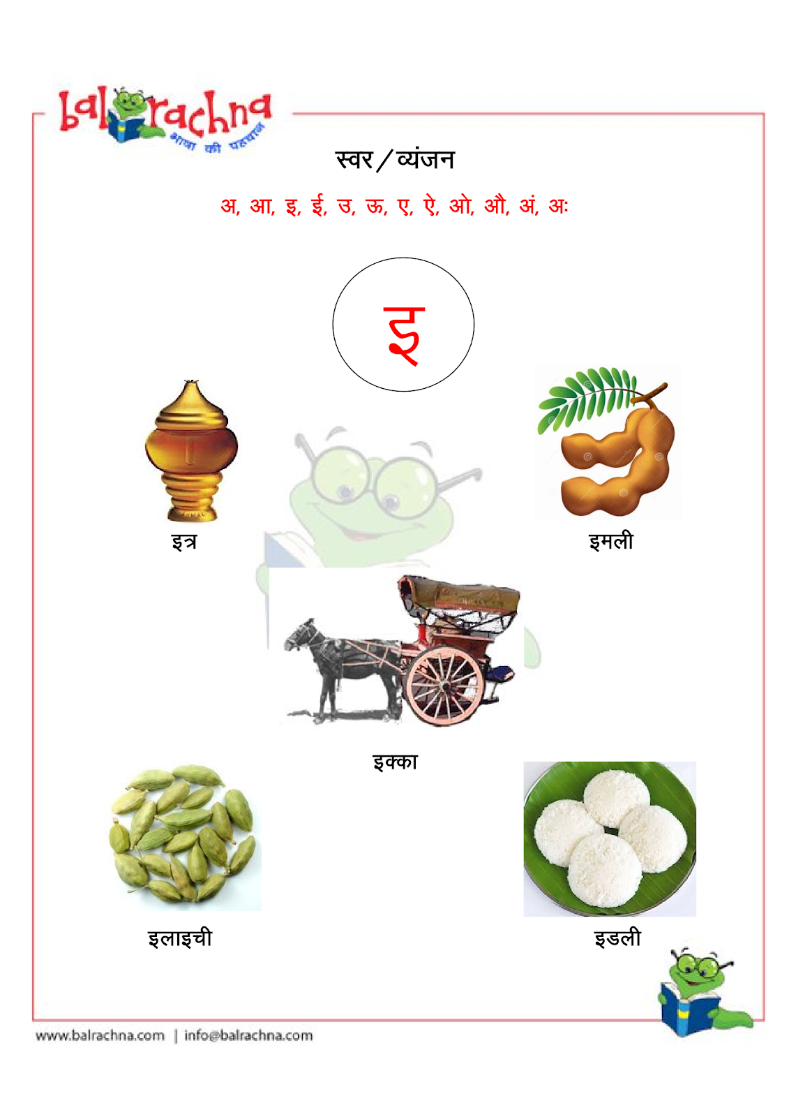 Balrachna: Varnamala ( Swar, Vyanjan) 1 - Swar