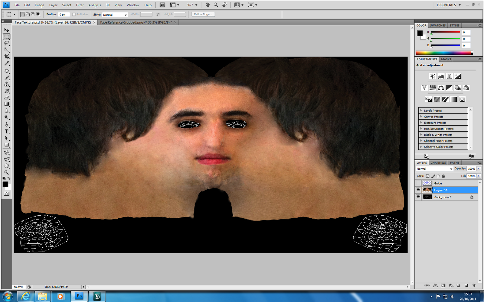 Virtual Environments: Modelling My Face - Creating Textures Continued