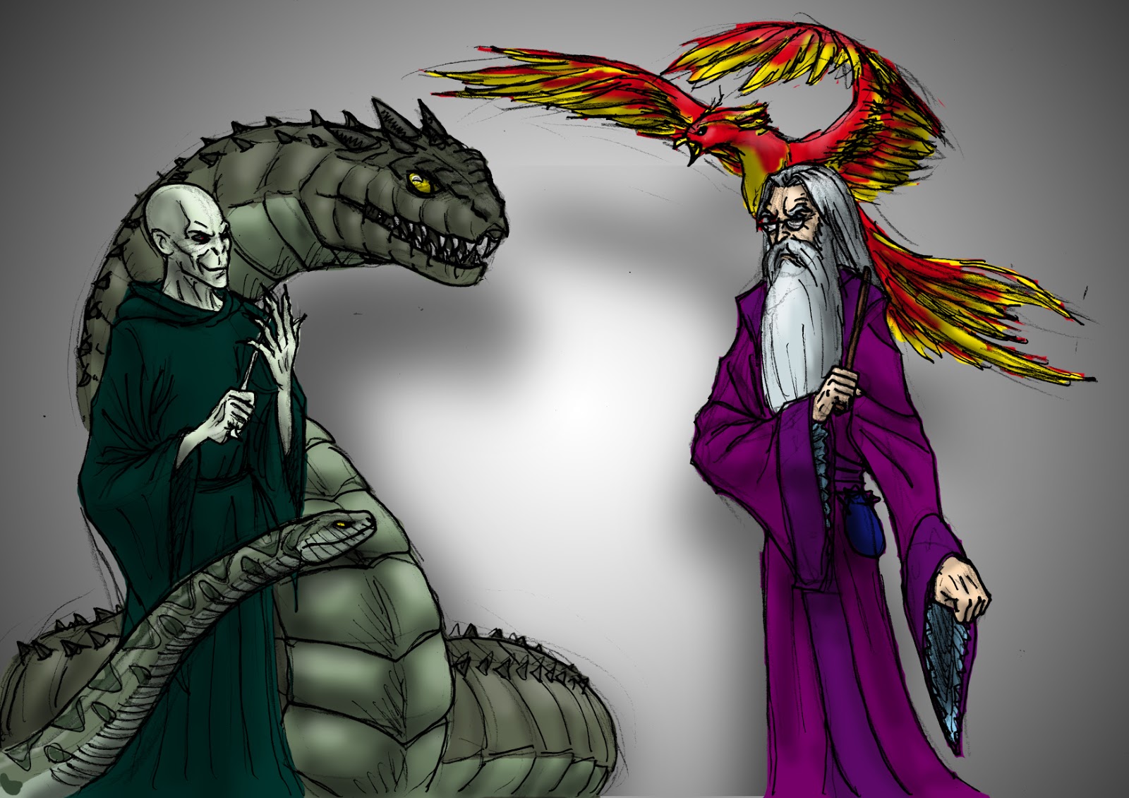 Baptiste BEB Boulanger: Fan art (Harry Potter) - Voldemort vs Dumbledore