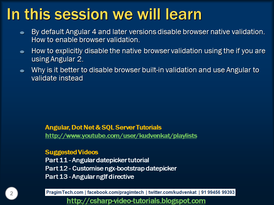 Sql Server Net And C Video Tutorial Angular Disable Browser Validation Slides 
