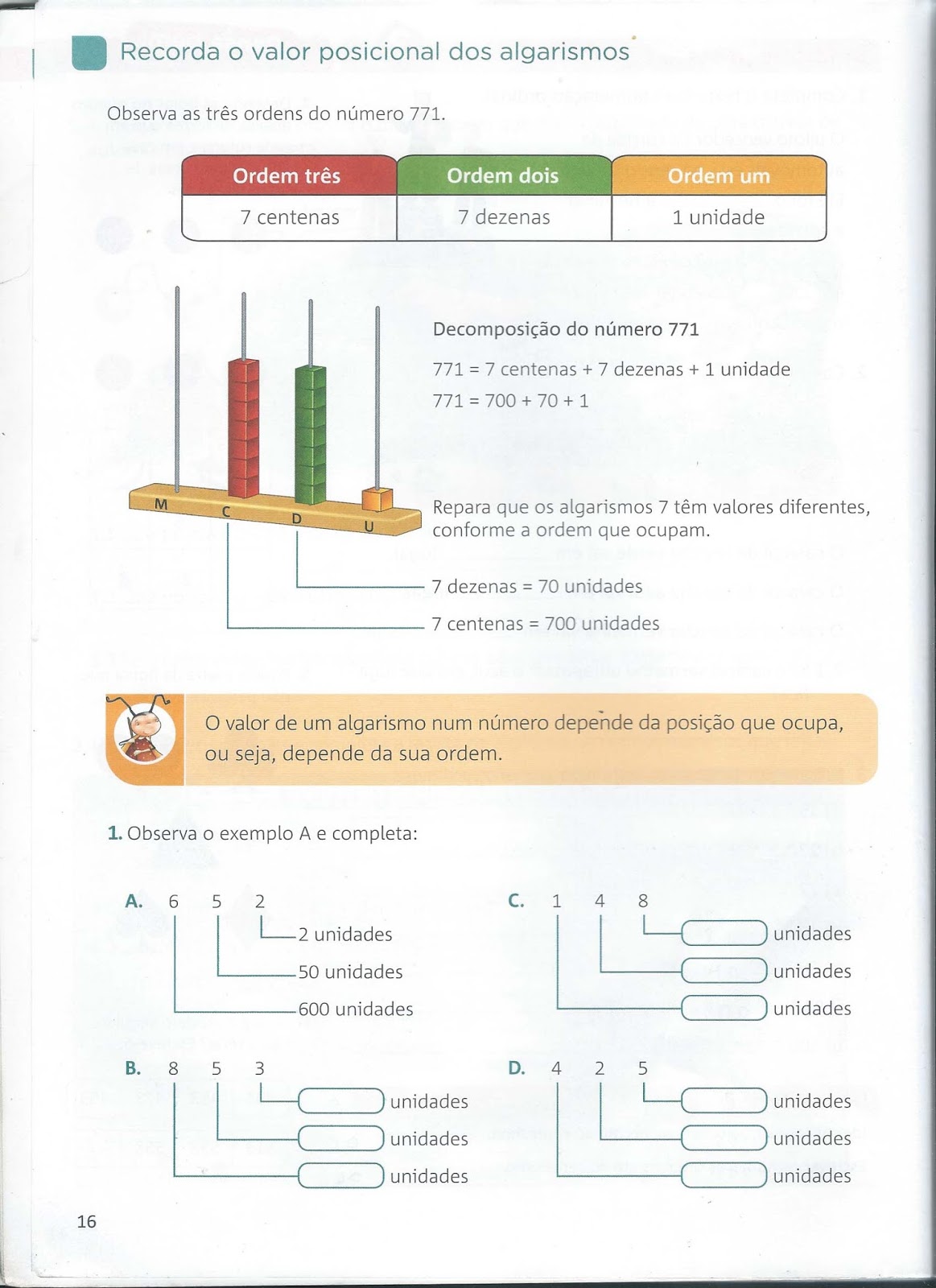 Aprende Brincando: Ficha Matemática 3o.ano - Unidades, Dezenas, Centenas...