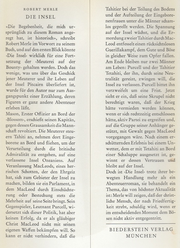 PoSeWe - Maritime Bücher und Schriften: Robert Merle - Die Insel (1964/67)