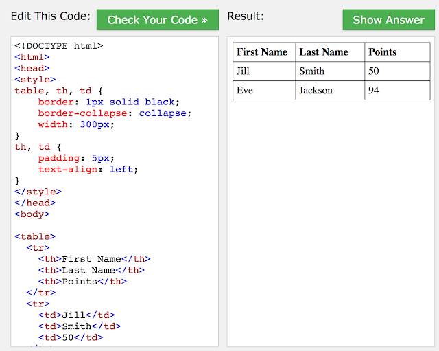 komorebi: [HTML5 Tables] Exercise 1 ~ 6