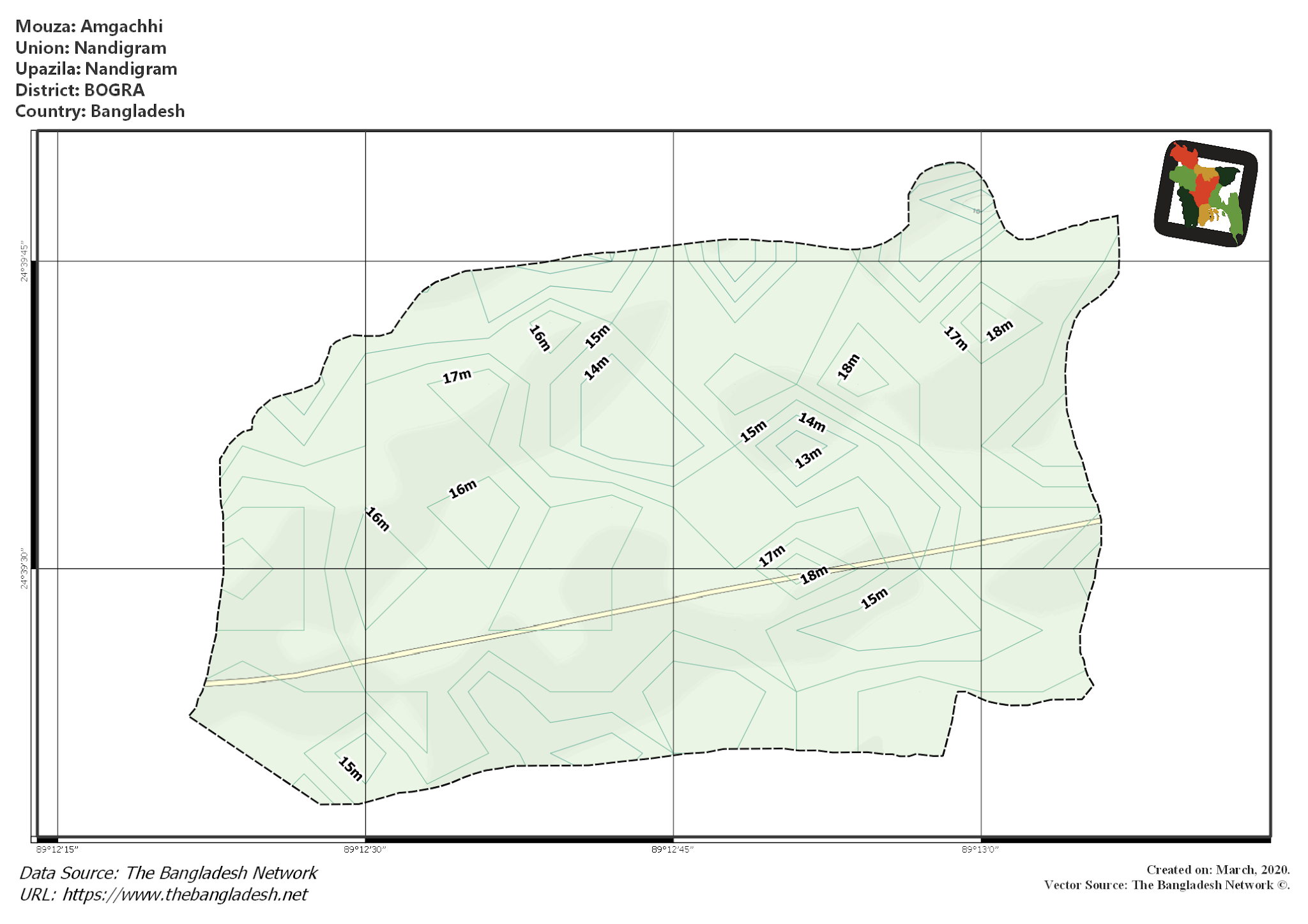 Map of Amgachhi Mouza, Nandigram, Bogra