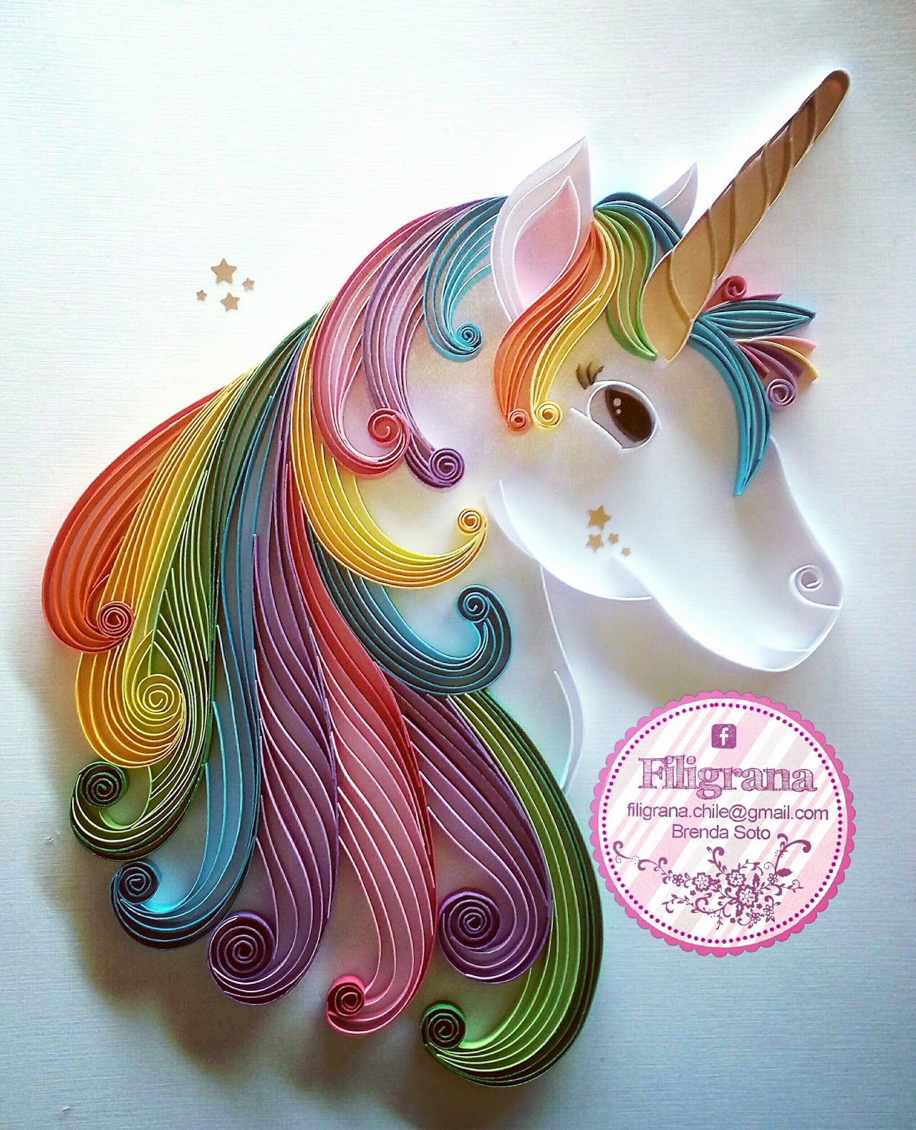Filigrana - Quilling en Chile: Unicornio filigrana - quilling 2D