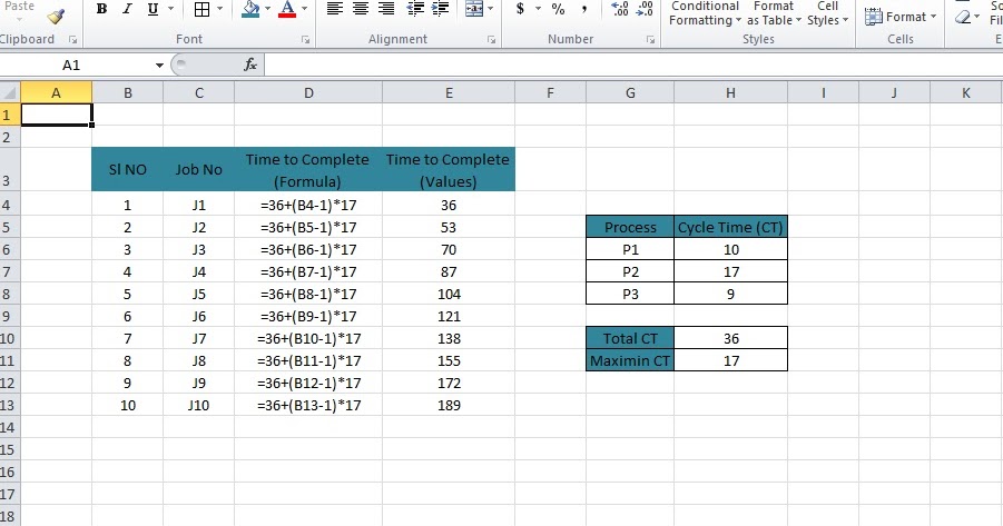 Total Cycle Time calculation in Batch Production System ~ Excel and ...
