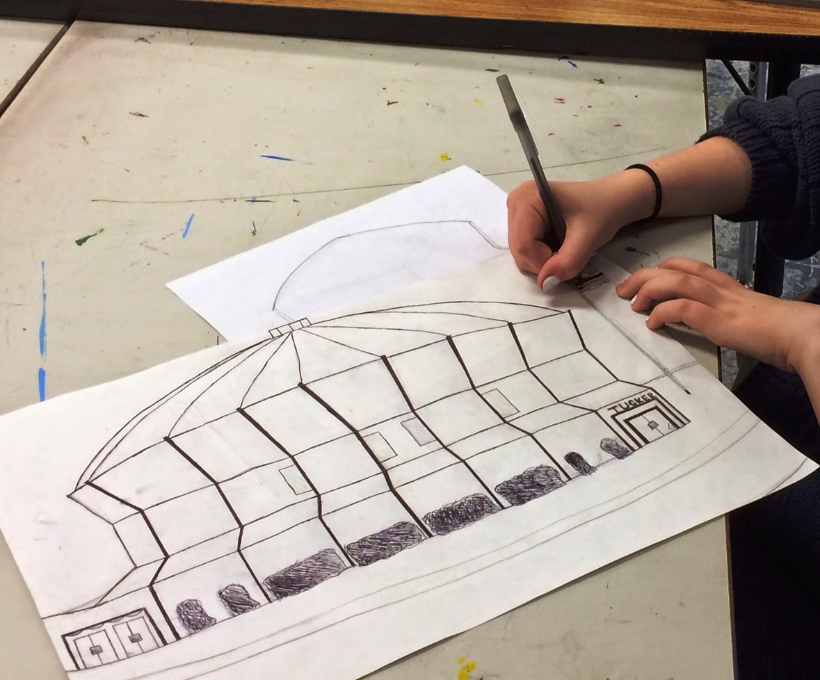 Art Julz: 7th & 8th grade ink perspective drawings