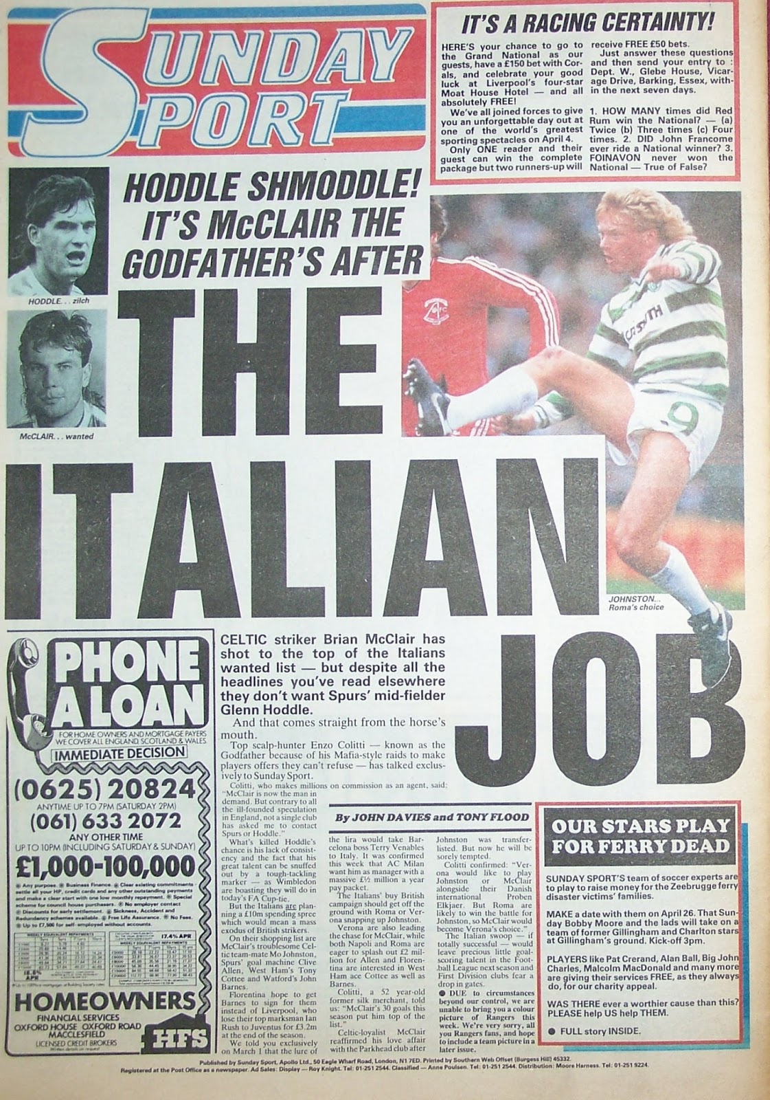Old Sunday Sport newspaper 15 March 1987