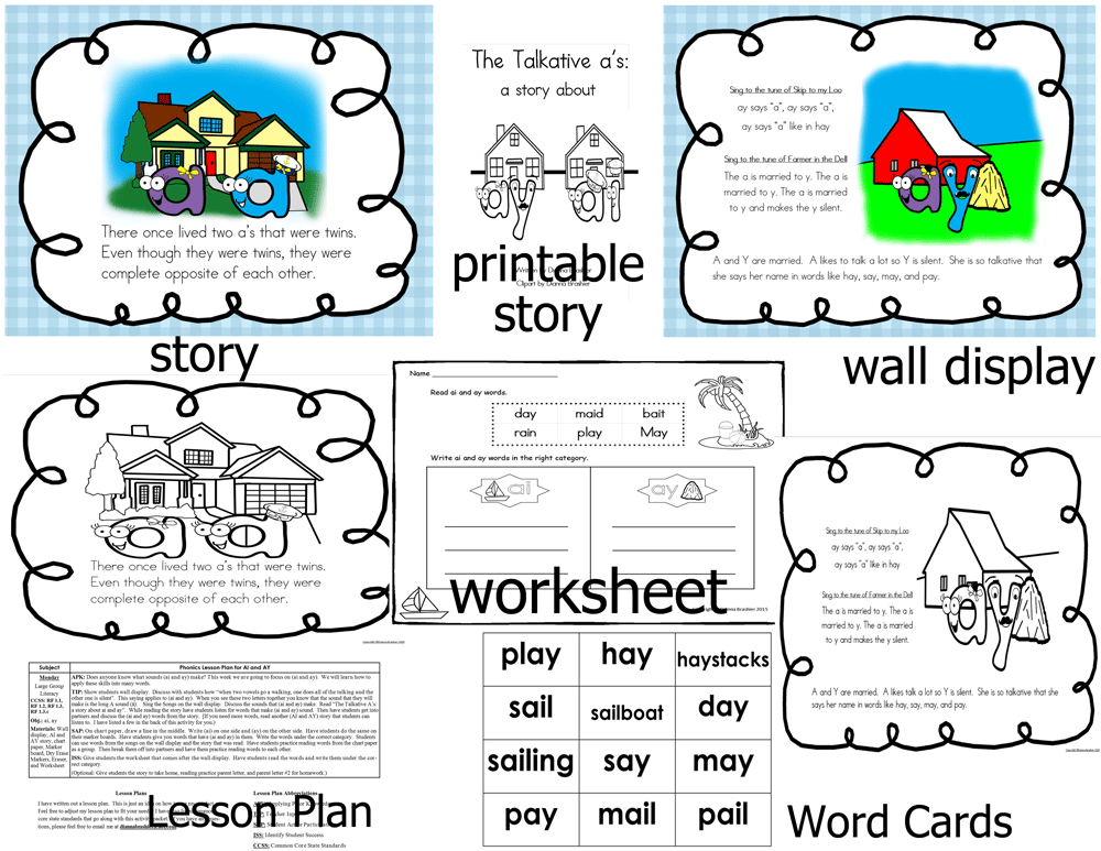Teachers R US: ai ay Story, Printable Story, Wall Signs, and Activity ...