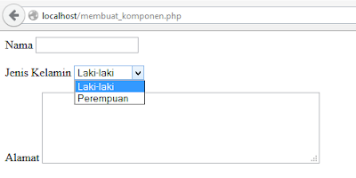 Dasar-Dasar Pemrograman PHP bagian 3 – Cara Membuat Text Field, Text Area Dan Combo Box ~ JONCODE