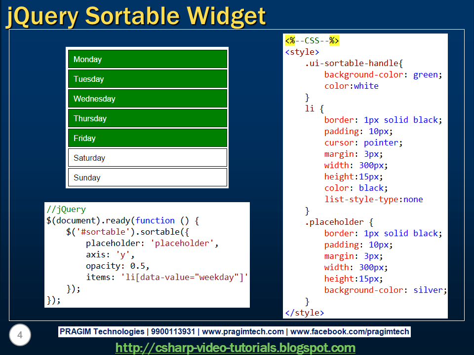 Sql Server Net And C Video Tutorial Jquery Sortable Widget
