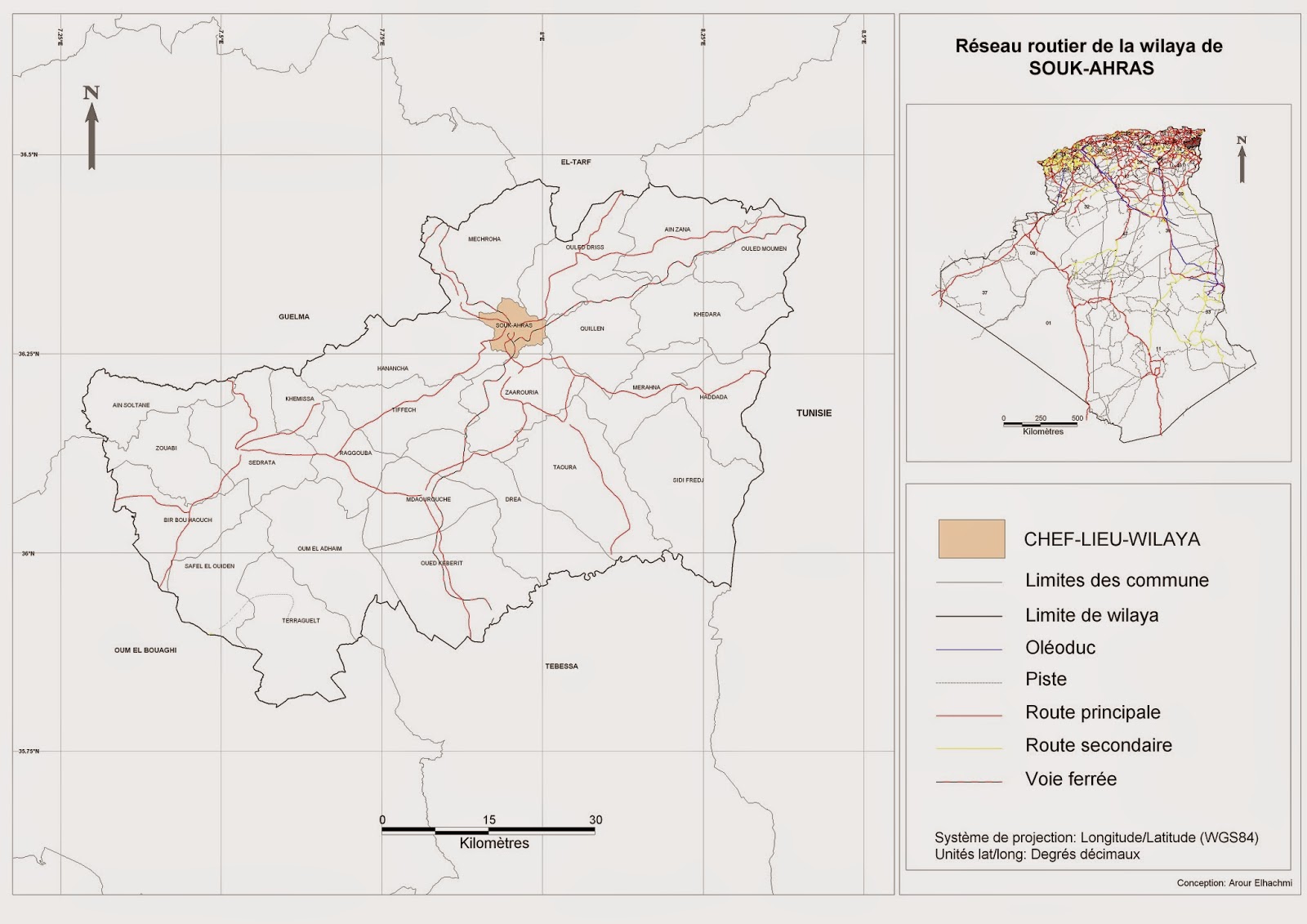 Découpage administratif de l'Algérie & Monographie: Carte du réseau ...