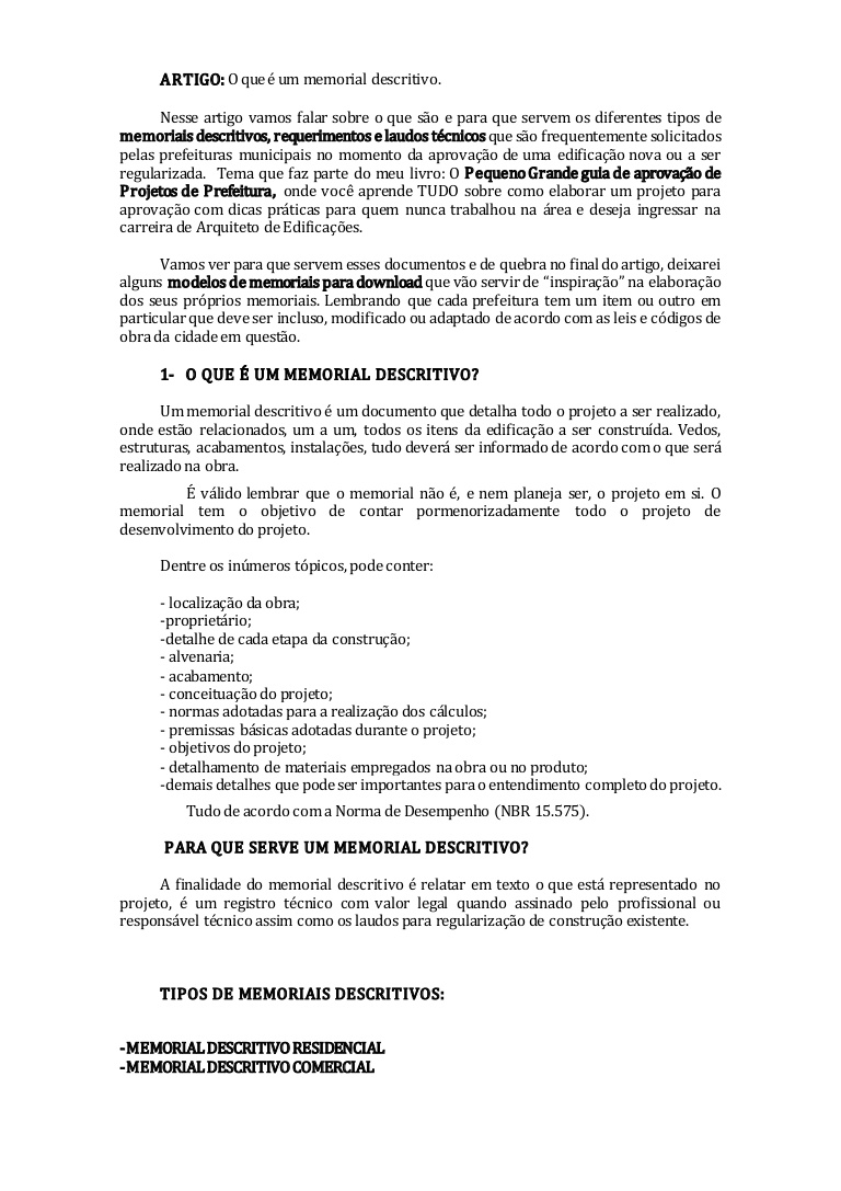 modelo de memorial - wood scribd braxin