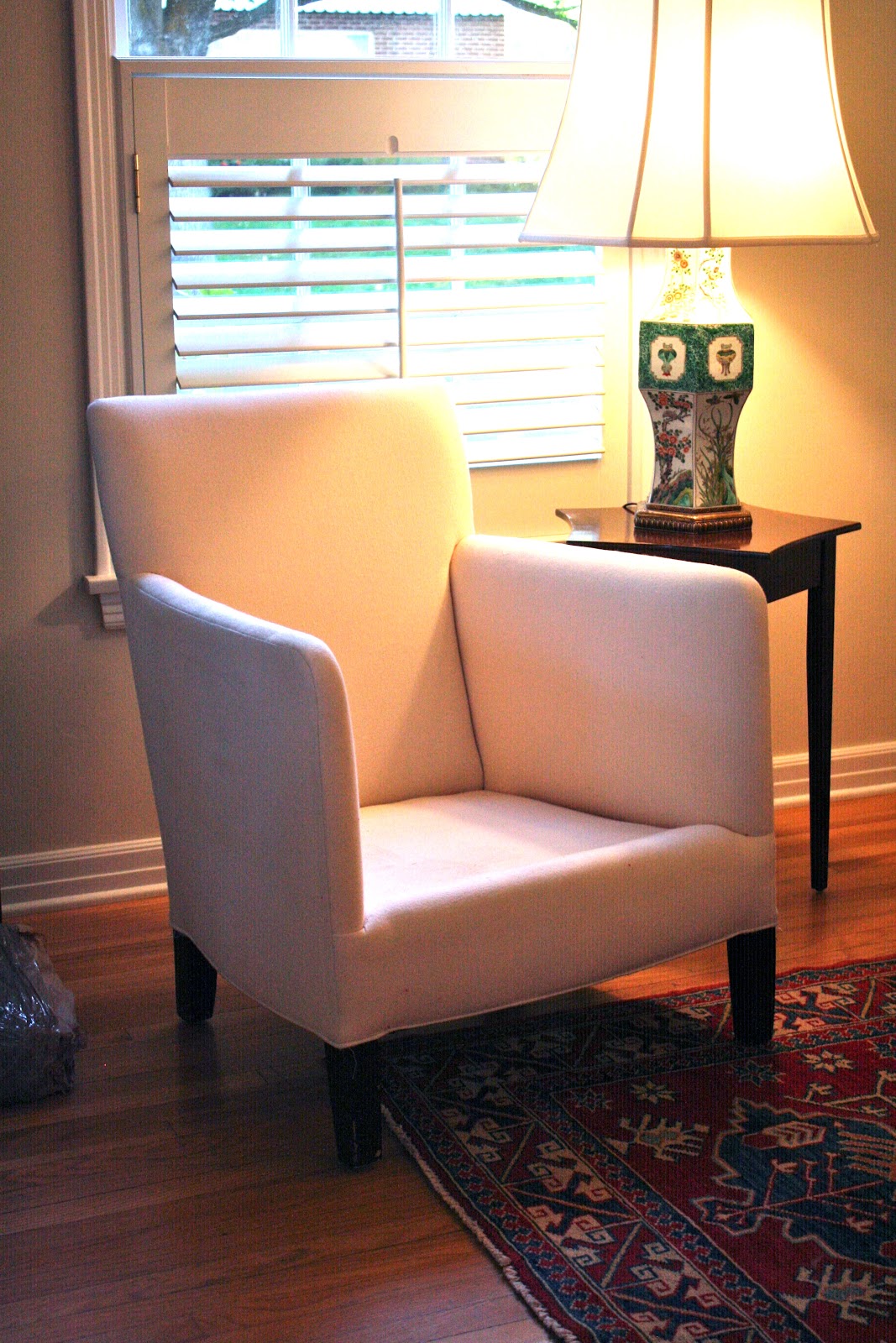 Custom Slipcovers by Shelley: Red Basket Weave Chair