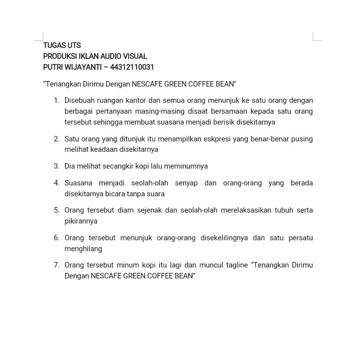 PRODUKSI IKLAN AUDIO VISUAL: Tugas UTS - STORYLINE & STORYBOARD