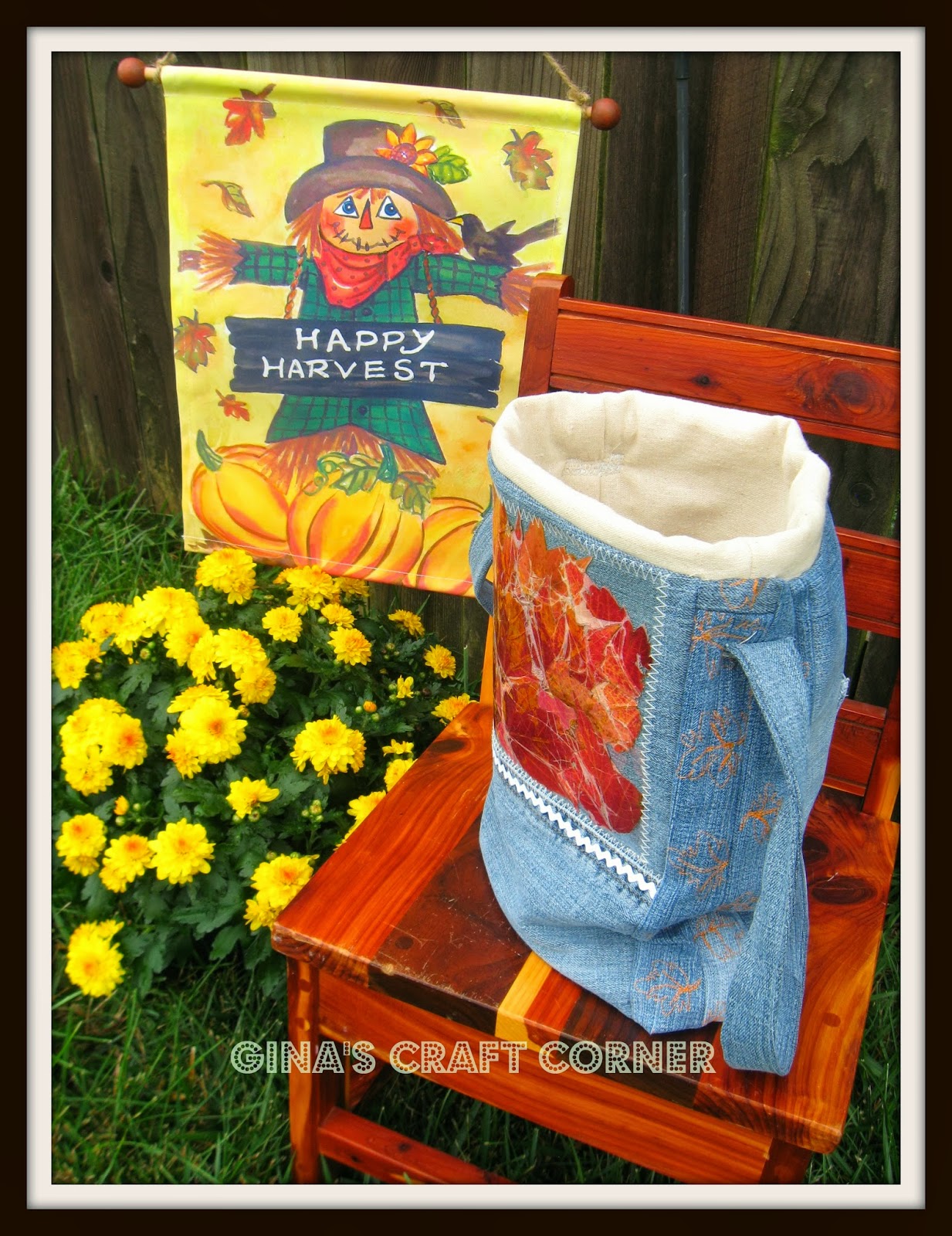 My New Fall Bag with Pressed Leaves — Gina's Craft Corner