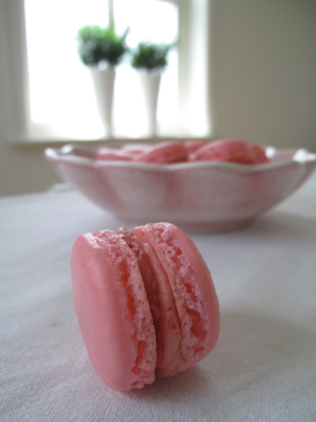 Rosa hallon macarons