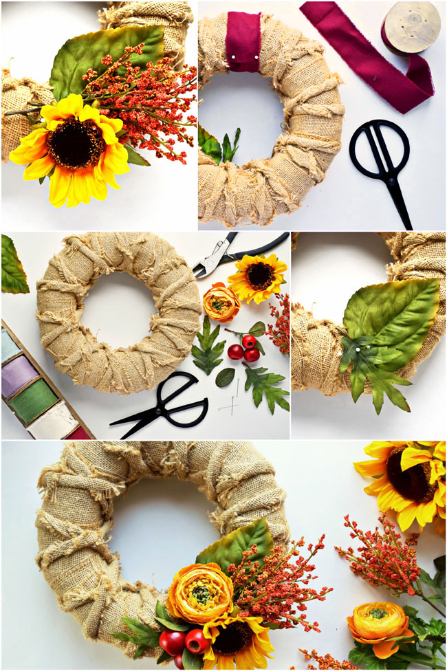 Woman in Real Life: DIY Burlap & Floral Fall Wreath