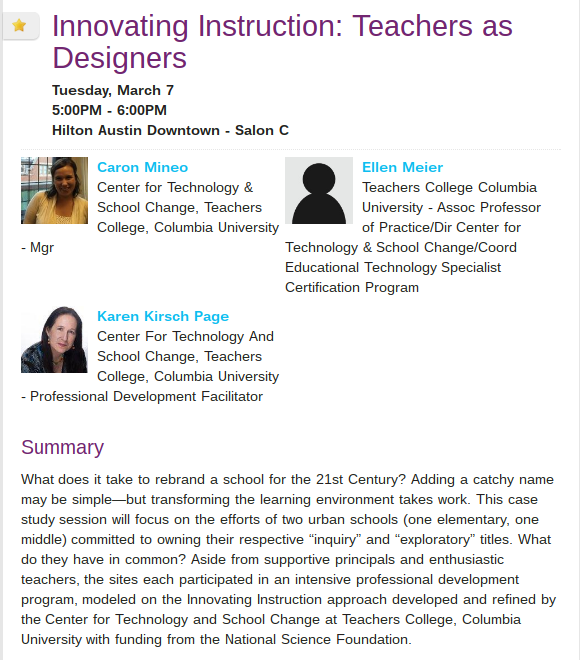 EdTechSandyK: Innovating Instruction: Teachers as Designers #SXSWedu