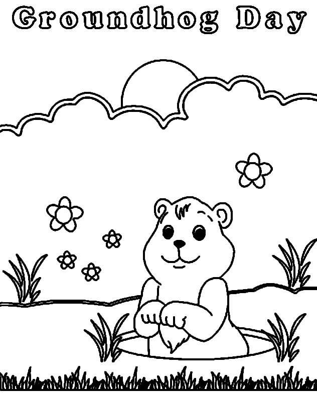 Holiday And Seasonal Coloring Sheets: Groundhog Day Coloring Page