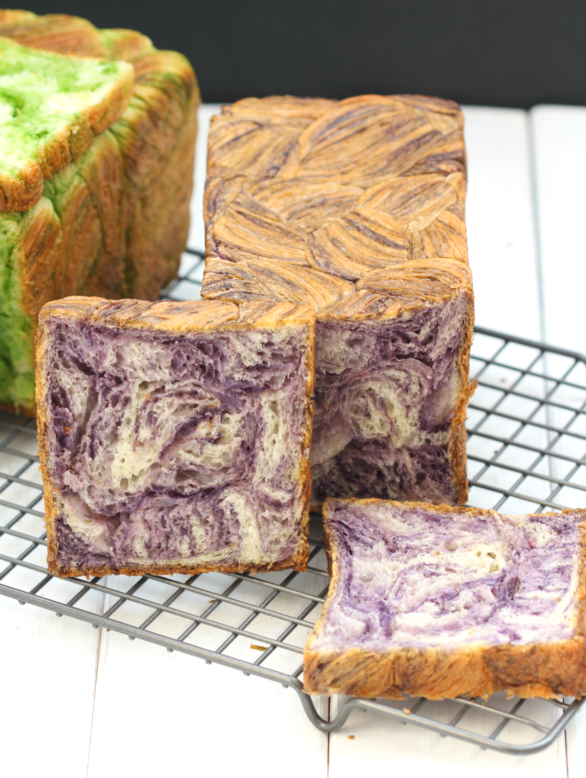 Danish loaf bread - 3 ways - Cocoa / Matcha / Ube ( purple yam )