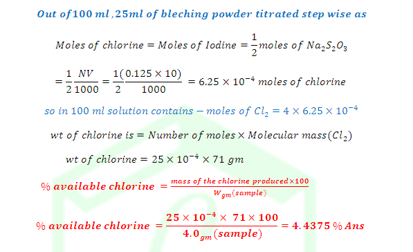 Welcome to Chem Zipper.com......: If 4 gm of bleaching powder dissolved ...