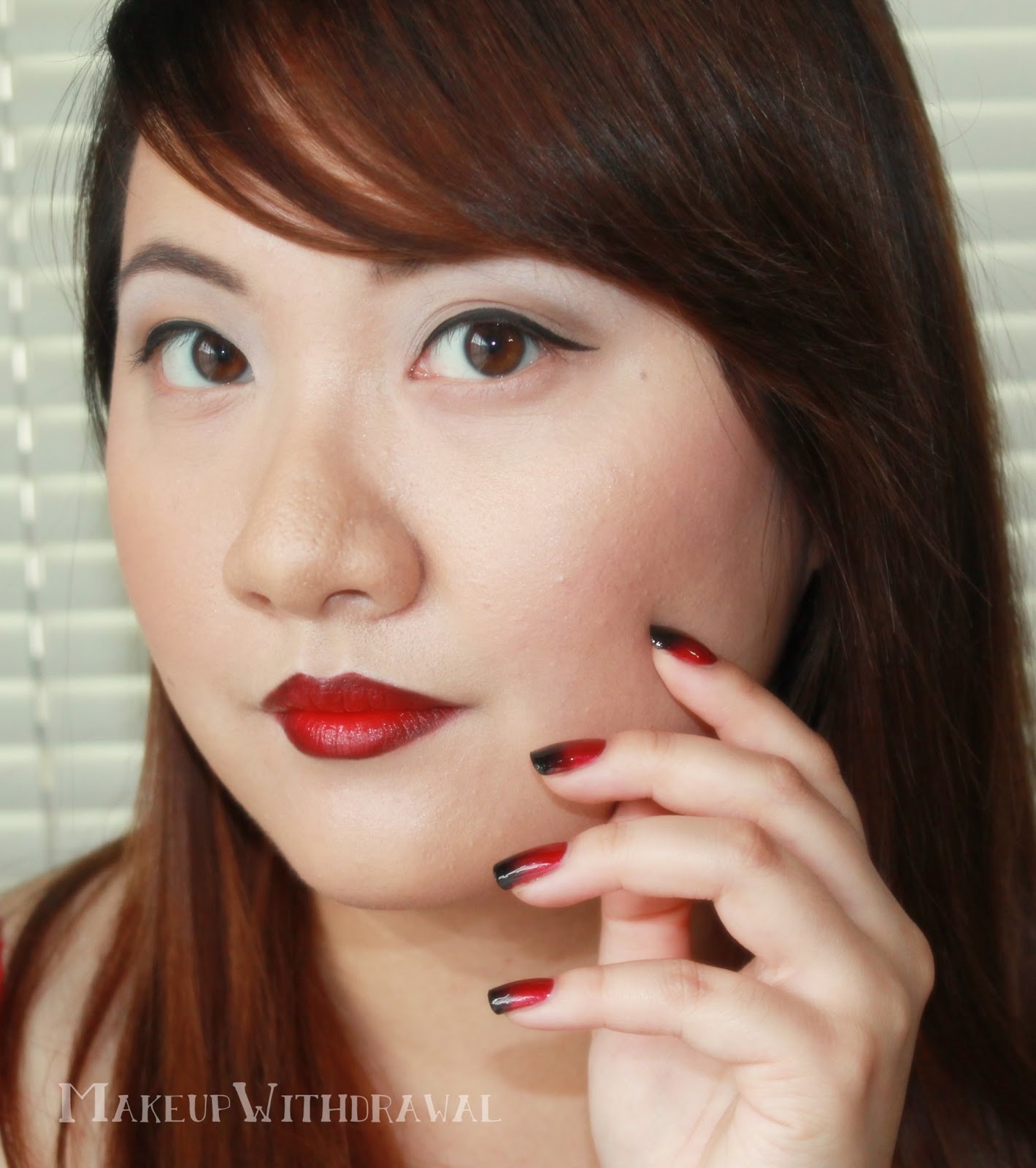 Red Gradient Lips and Nails | Makeup Withdrawal
