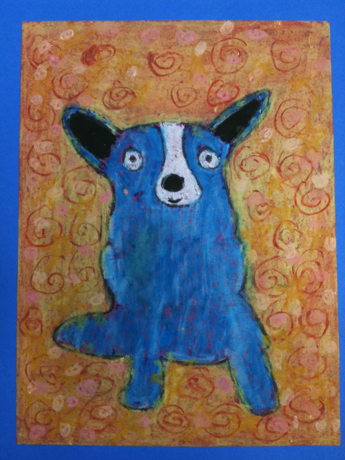 Creating Art: Oil Pastel Dogs Inspired by George Rodrigue's "Blue Dog ...