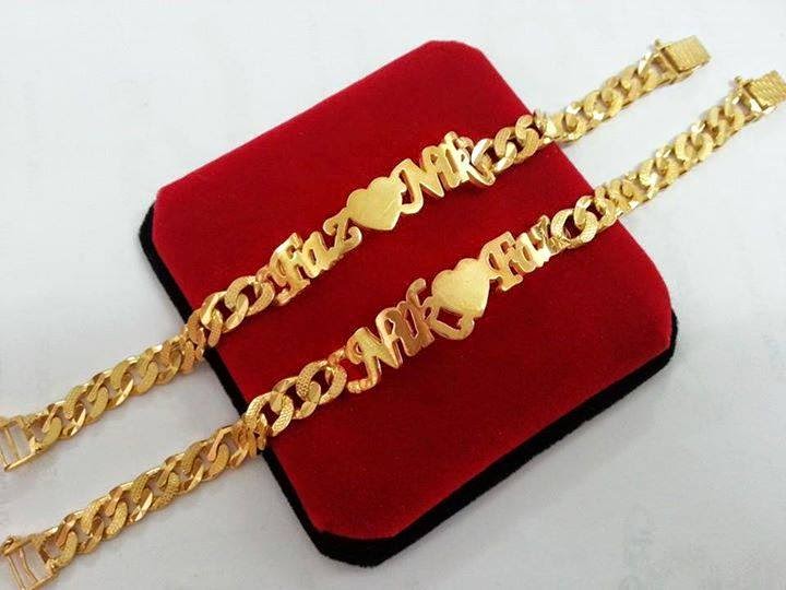 EMAS KOREA MURAH: RANTAI TANGAN UKIRAN NAMA