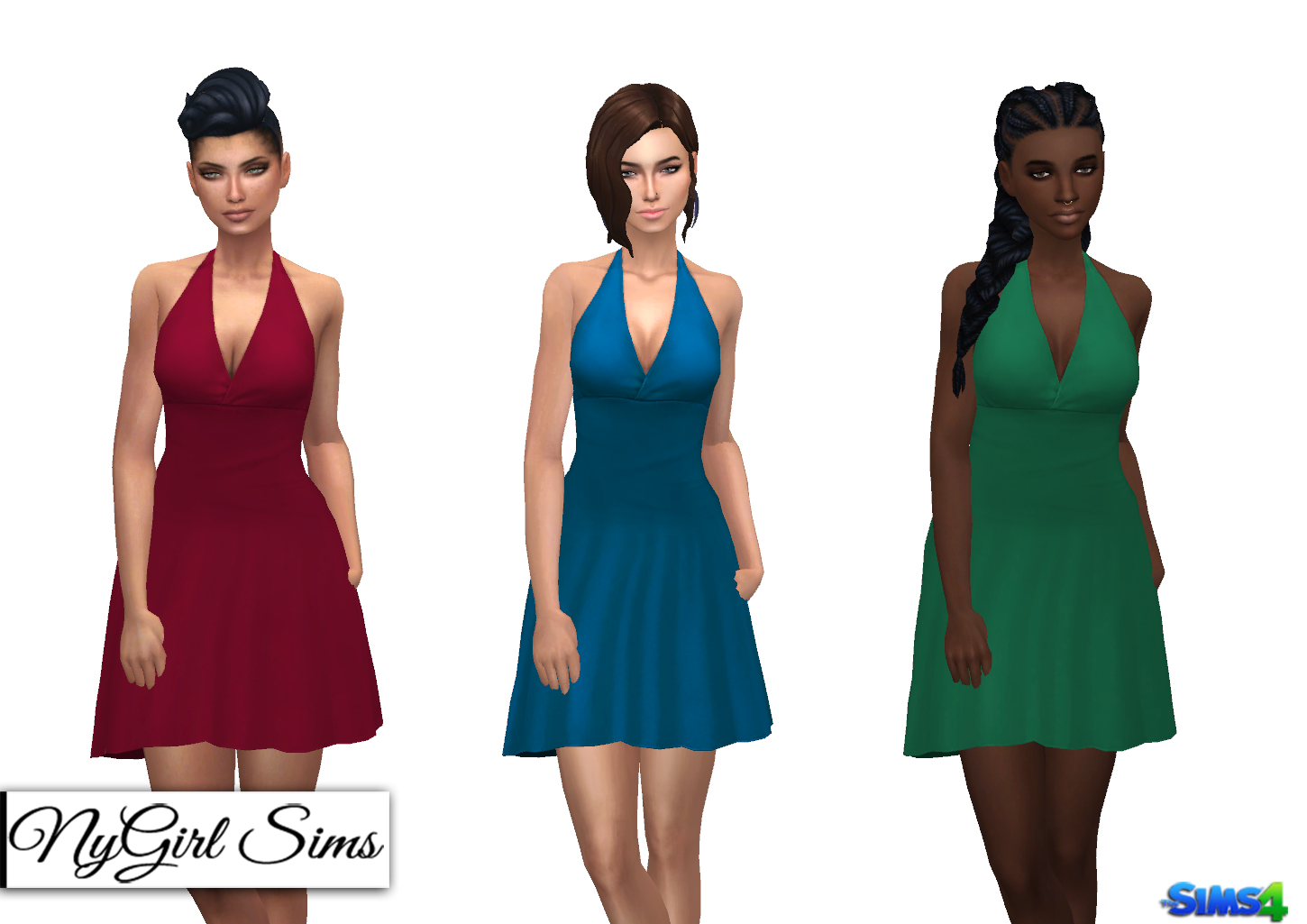 NyGirl Sims 4: Simple Halter Flare Sundress