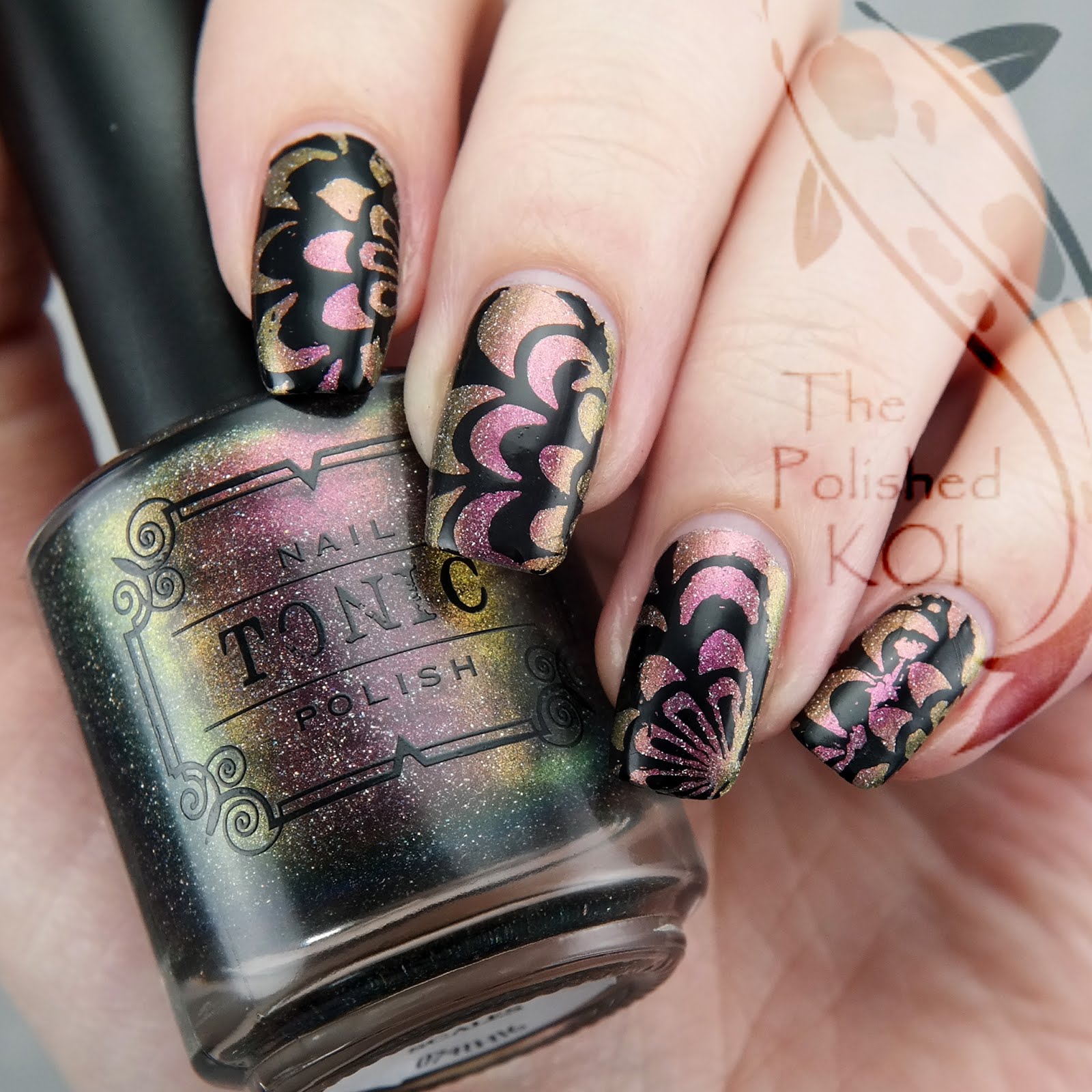 The Polished KOI: Swatch & Art: Tonic Polish - Greenglow & Mermaid Scales