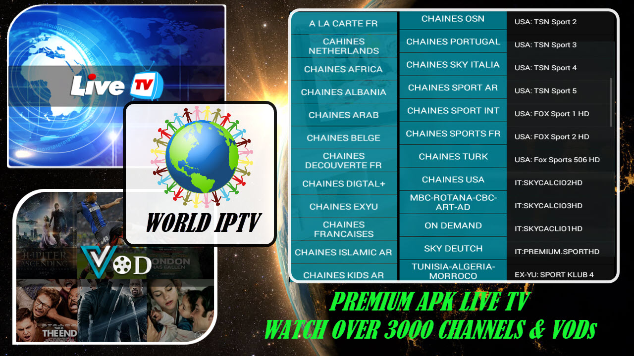 WORLD IPTV : PREMIUM IPTV OVER 3000 CHANNELS & VODs + ACTIVATION CODE ...