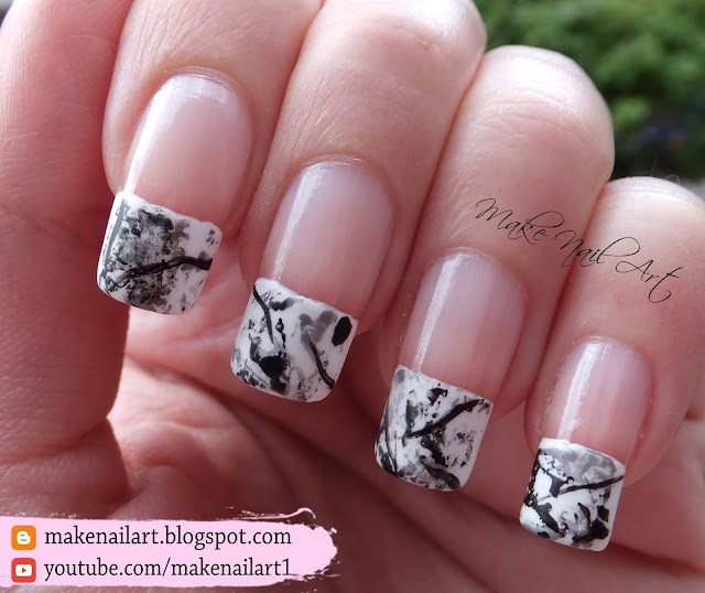 Stone Marble French Manicure Nail Art Design Tutorial - Make Nail Art