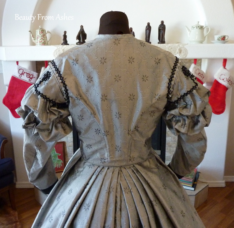Beauty From Ashes: 1860s Elliptical Half Mourning Dress Complete!