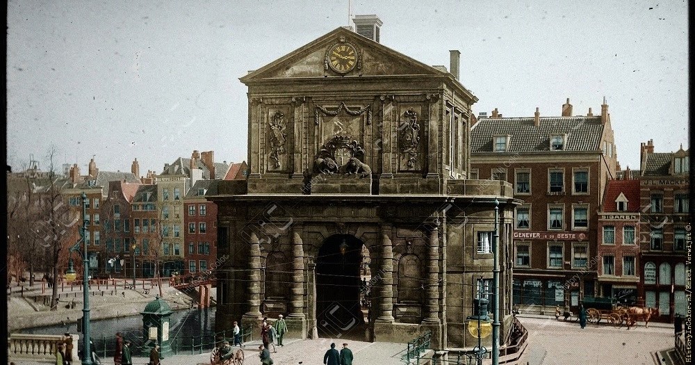 Ingekleurde foto Rotterdam, Delftsche Poort.