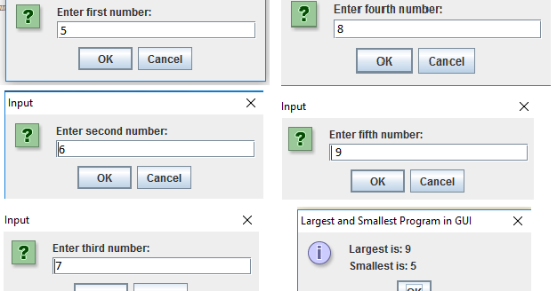 Program in Java that Display the Largest & Smallest Number
