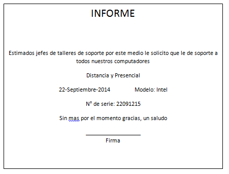 Soporte-adistancia-22: Ejemplos de informe