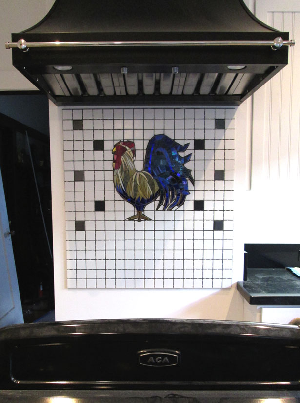 Kim Larson Art, Mosaics + More: Rooster Mosaic Backsplash